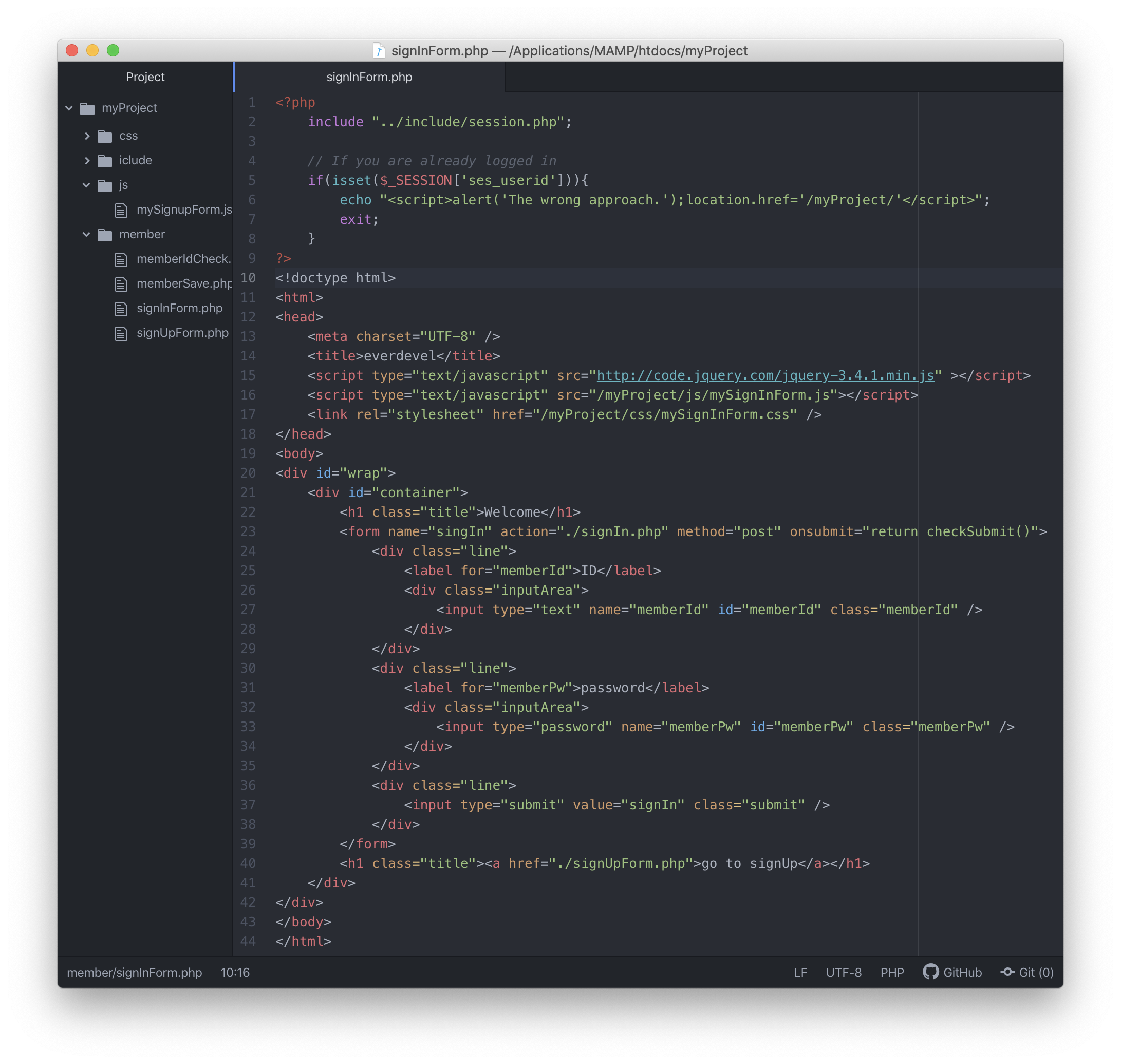 Php Project Signin Form Getting Started With Php Coreasur 0954