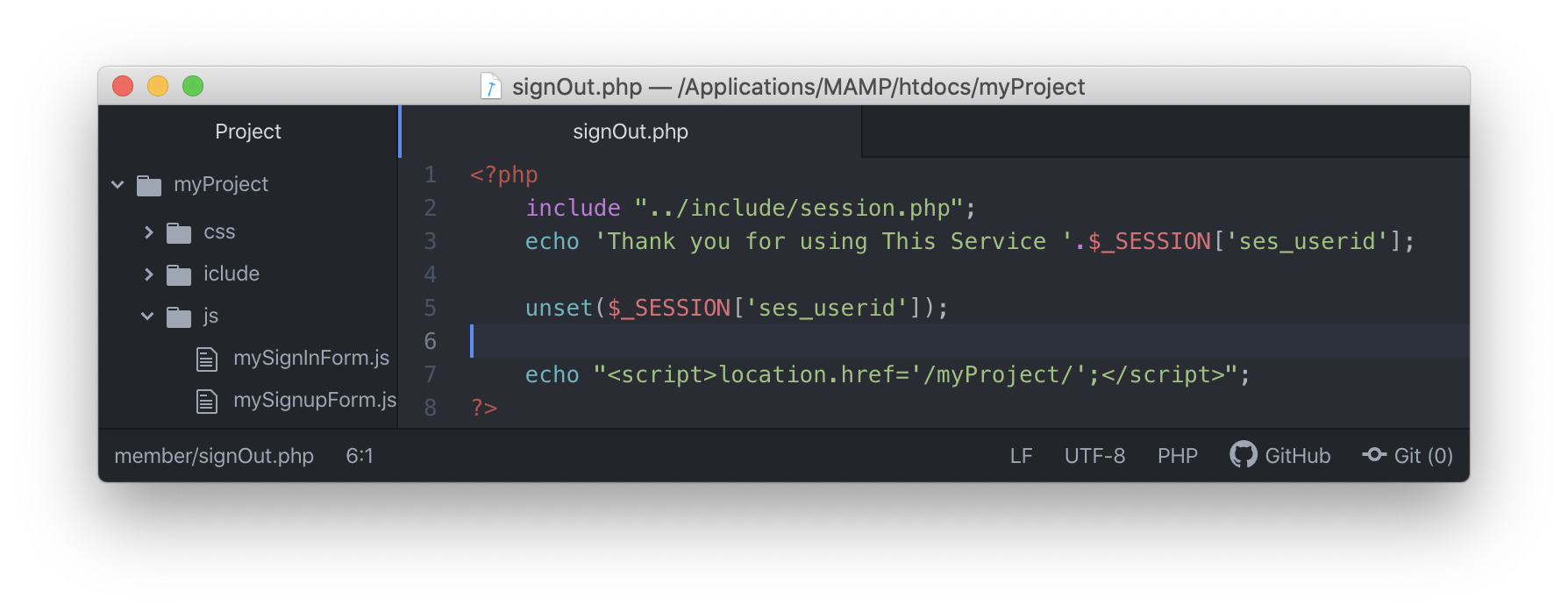 Php Project Sign Out Getting Started With Php Coreasur